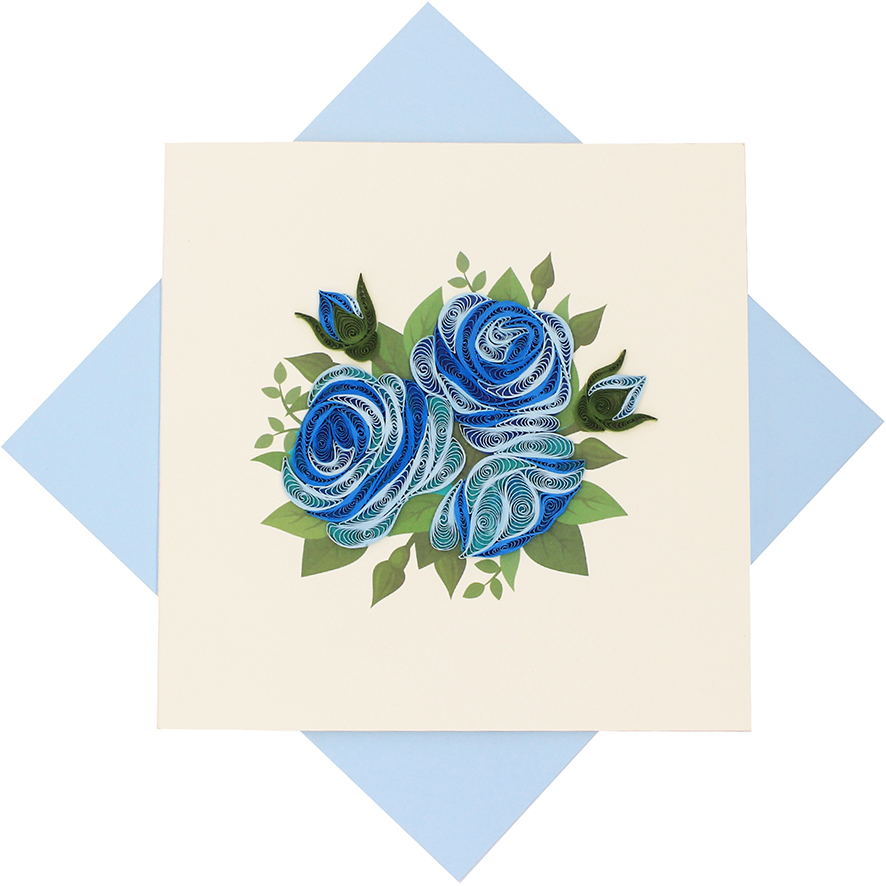 Quilled Blue Rose Card | Quilling Flower Greeting Card