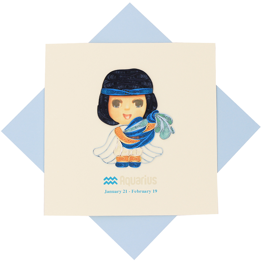 Quilled Aquarius Zodiac Card | Quilling Greeting Card