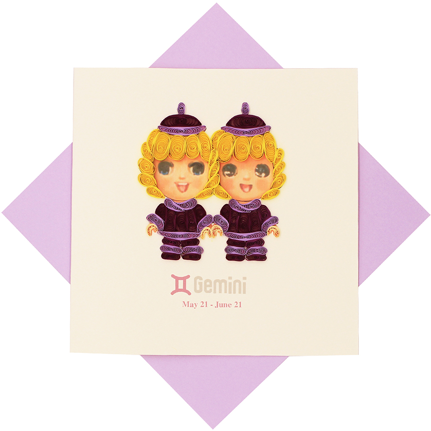 Quilled Gemini Zodiac Card | Quilling Greeting Card