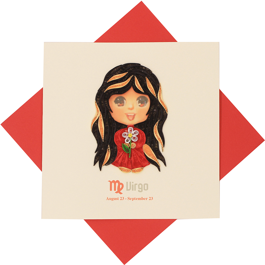 Quilled Virgo Zodiac Card | Quilling Greeting Card